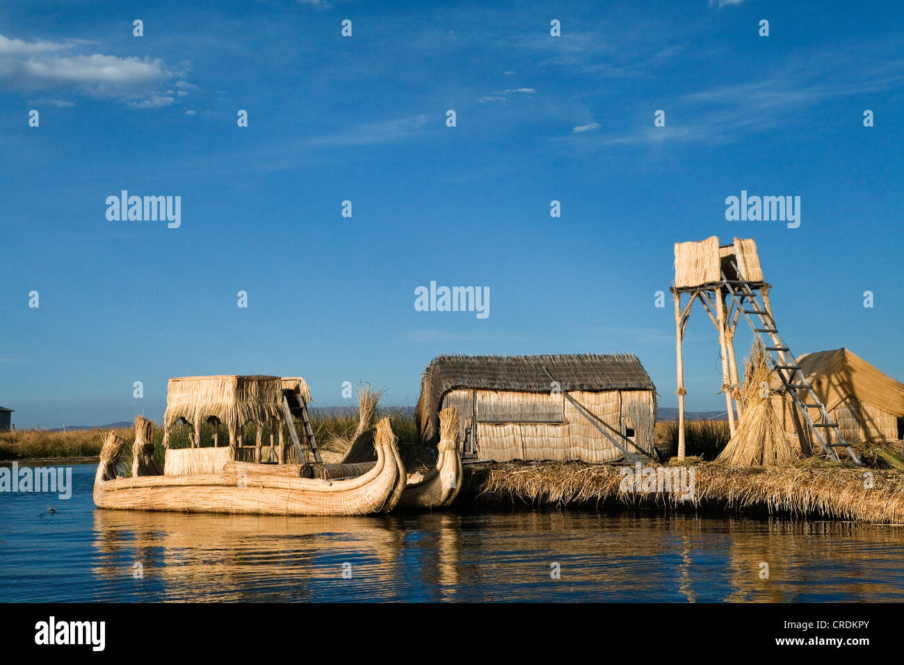 Floating islands of the Urus on Lake Titicaca, constructed by the ...