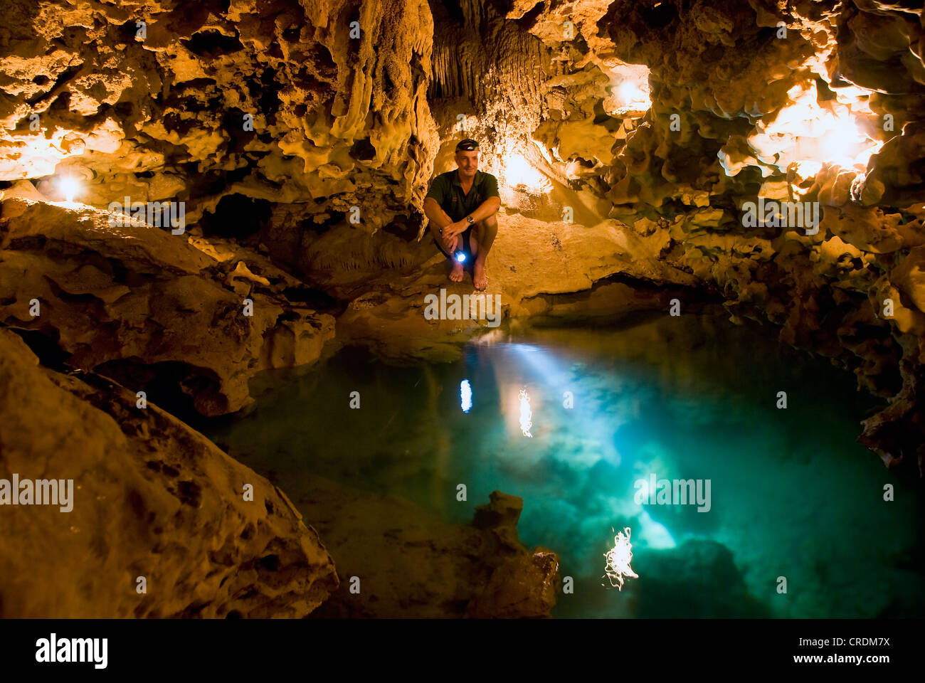 Marshall Humphreys in Anatakitaki Cave Atiu Cook Islands Stock Photo ...