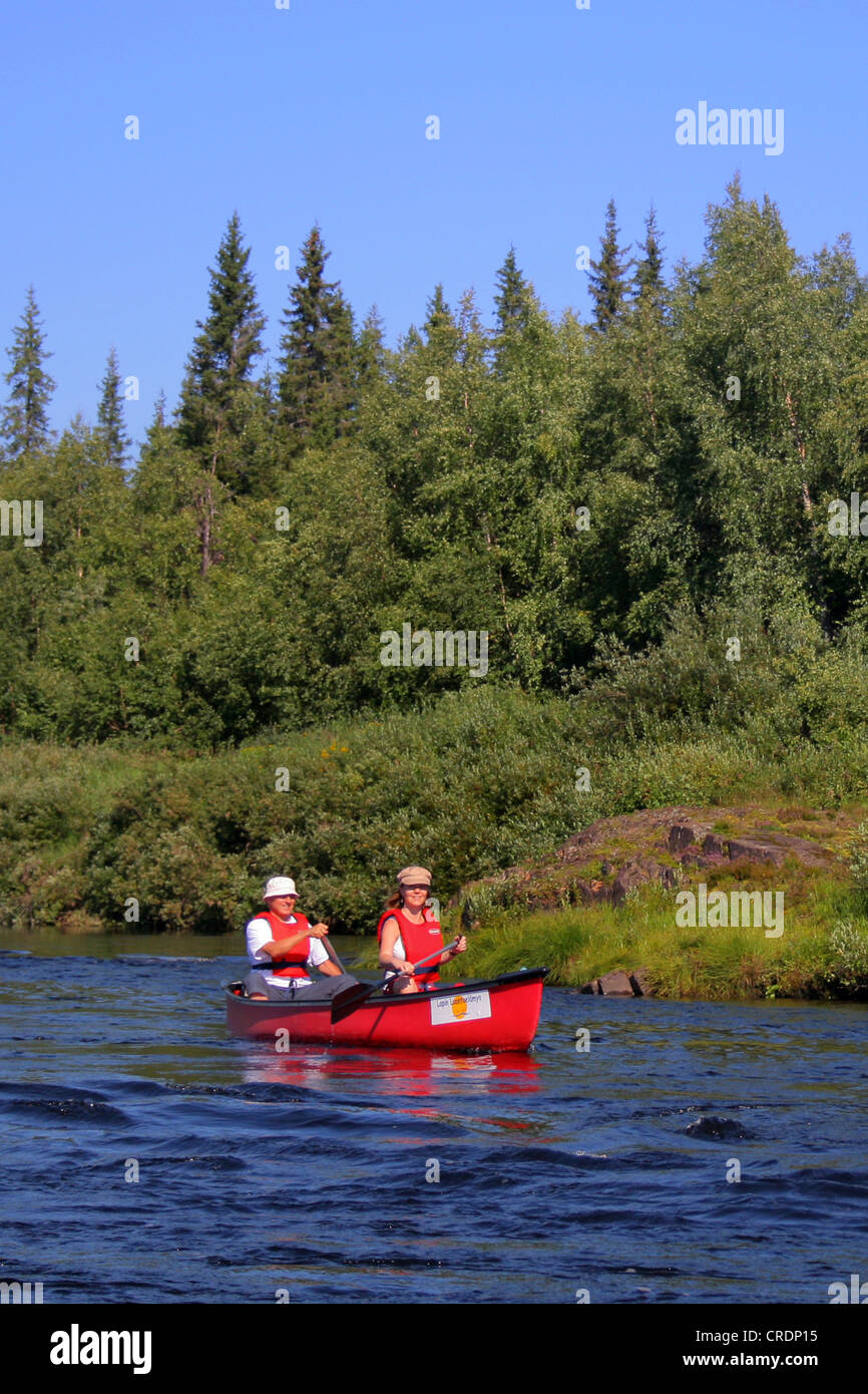 canoe trip at river Ounasjoki, Finland, Lapland Stock Photo - Alamy