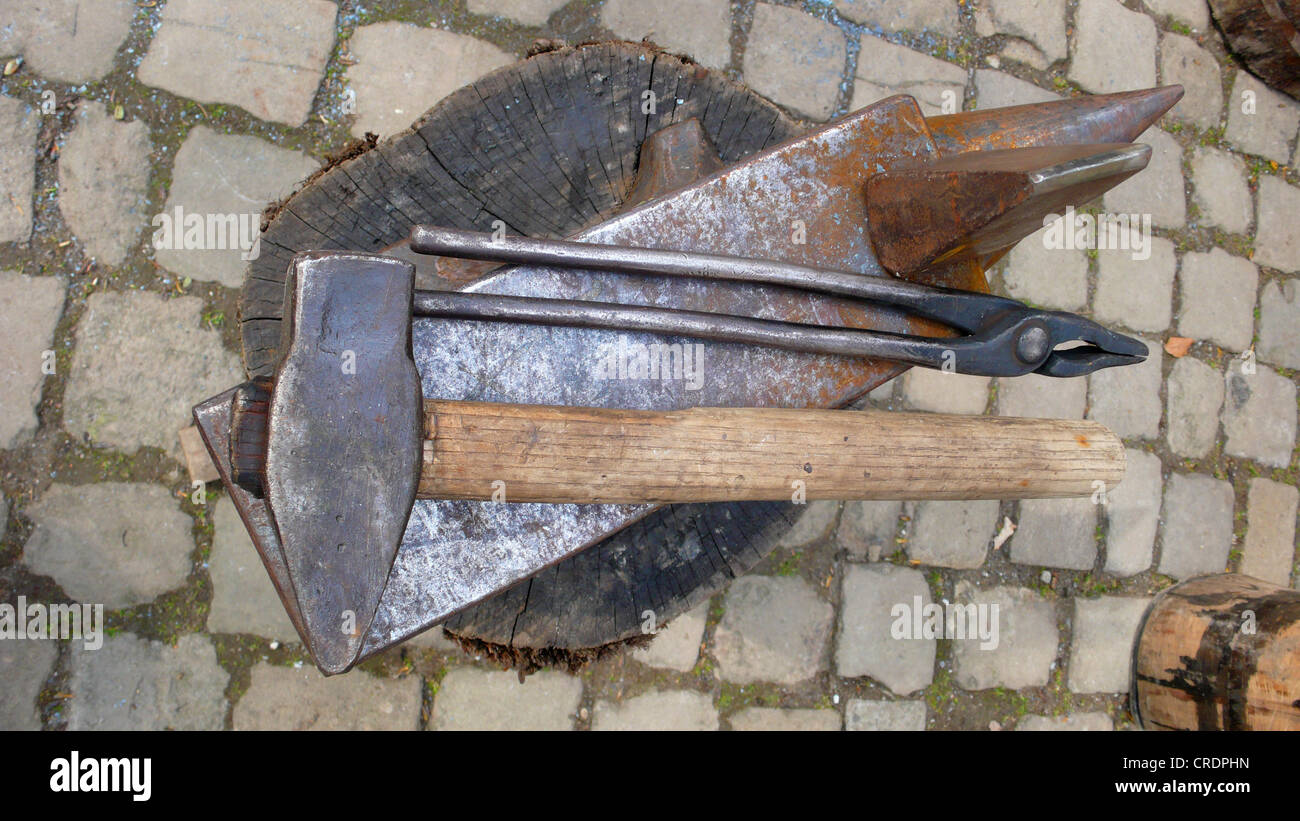 traditional handcraft, mallet, ambos and gripper of smith, Germany ...