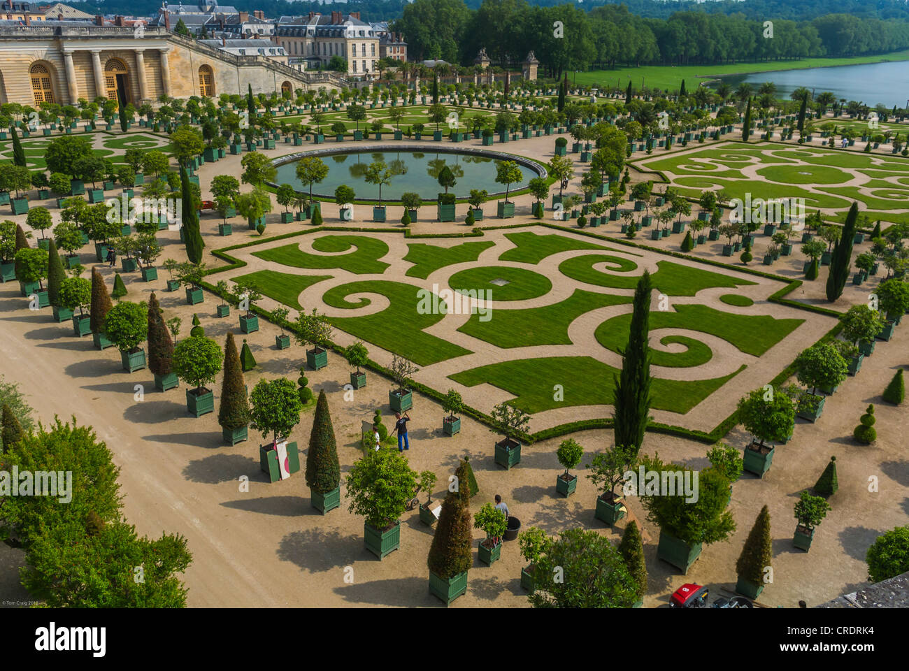 Paris, France, Aerial View of the "Chateau de Versailles", Orangerie ...