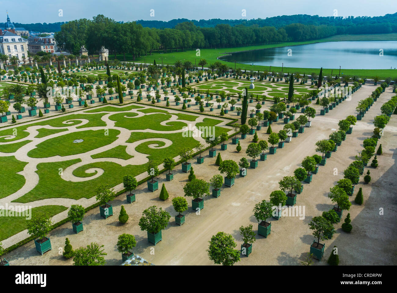 Paris, France, Aerial, the Chateau de Versailles, French, Orangerie ...