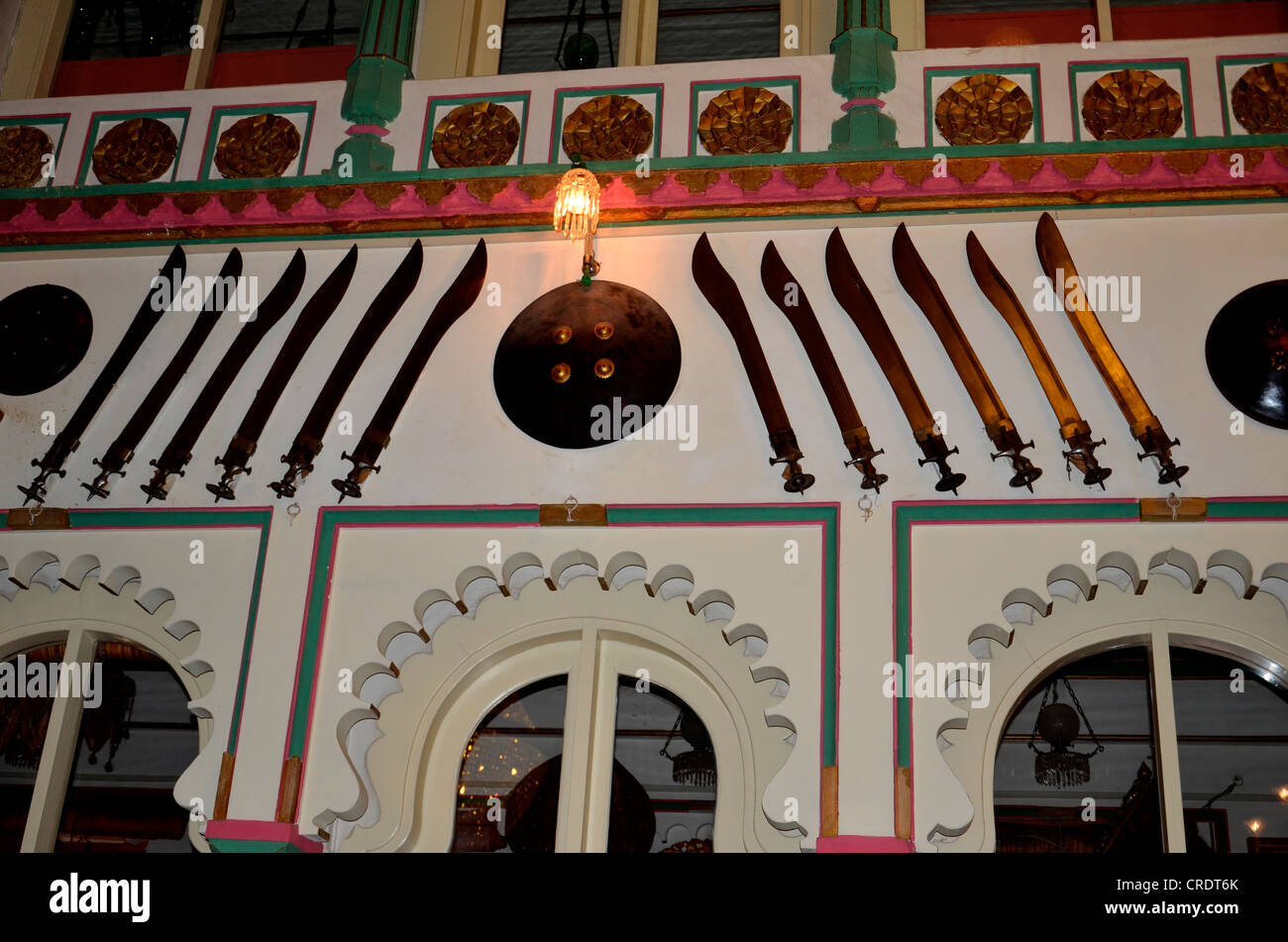 Swords on display in the museum of Udaipur Palace, Rajasthan, India ...