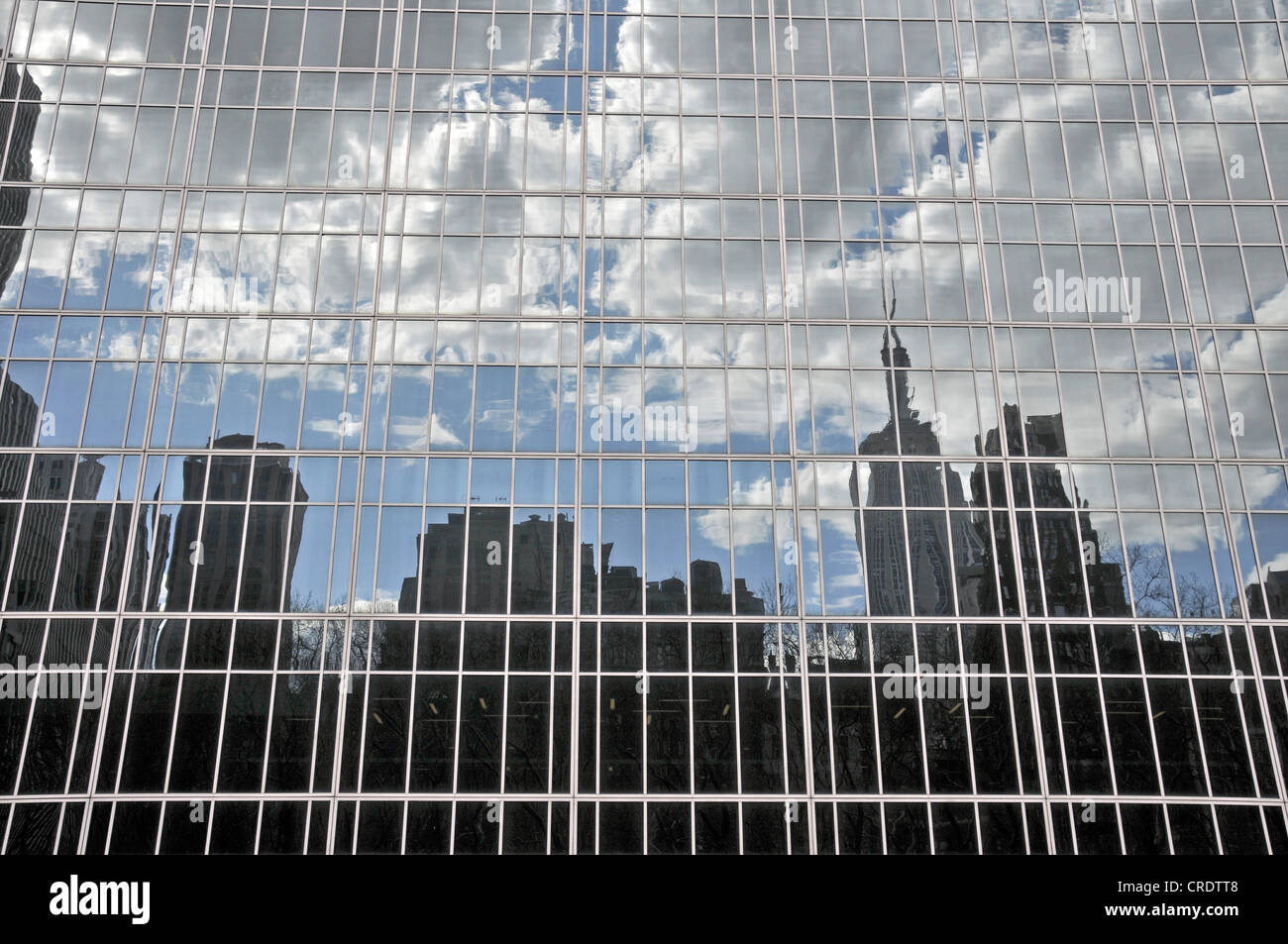 High-rise buildings reflected in glass facade, Financial District ...