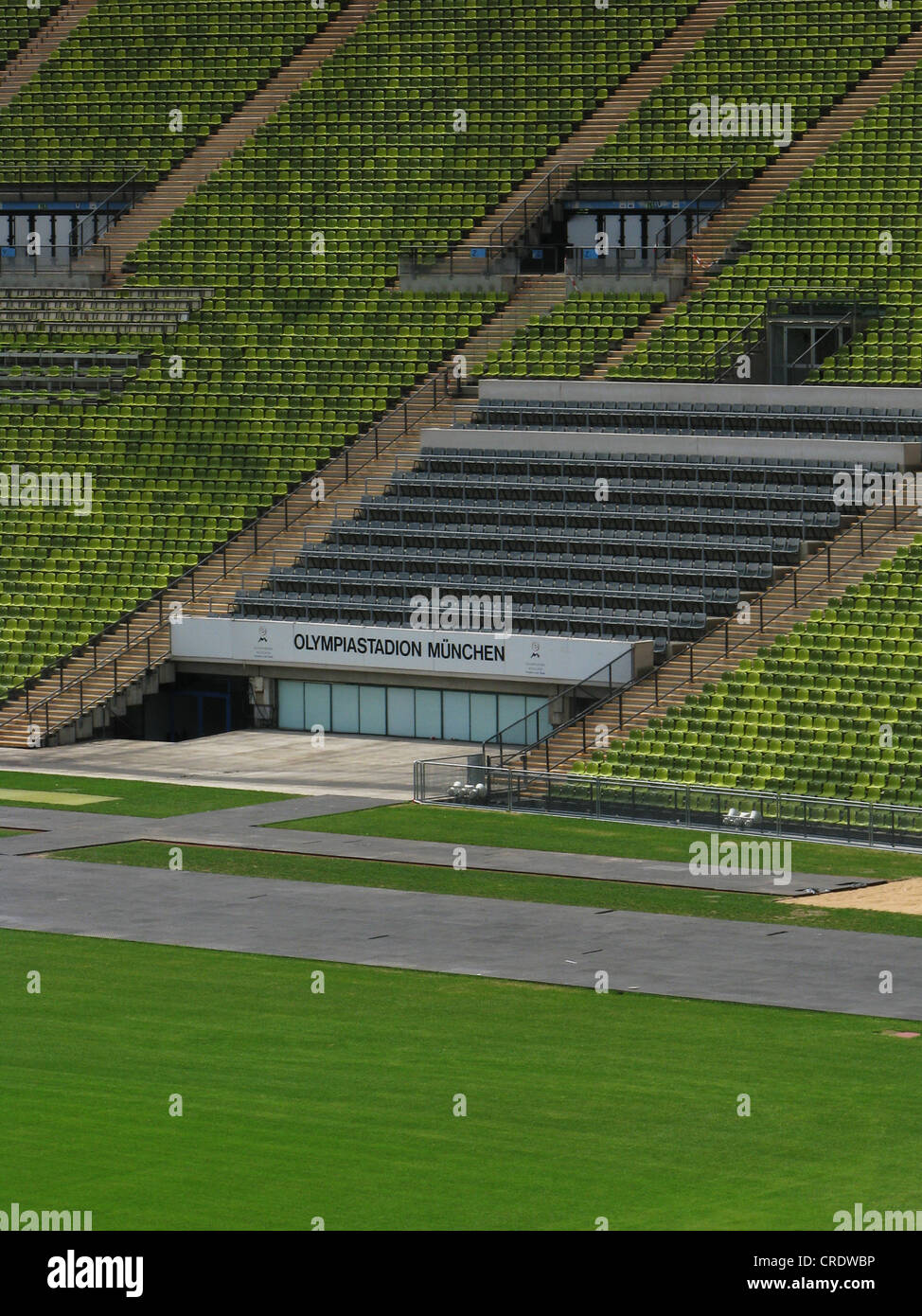 Olympic stadium munich with pitch and seats hi-res stock photography ...