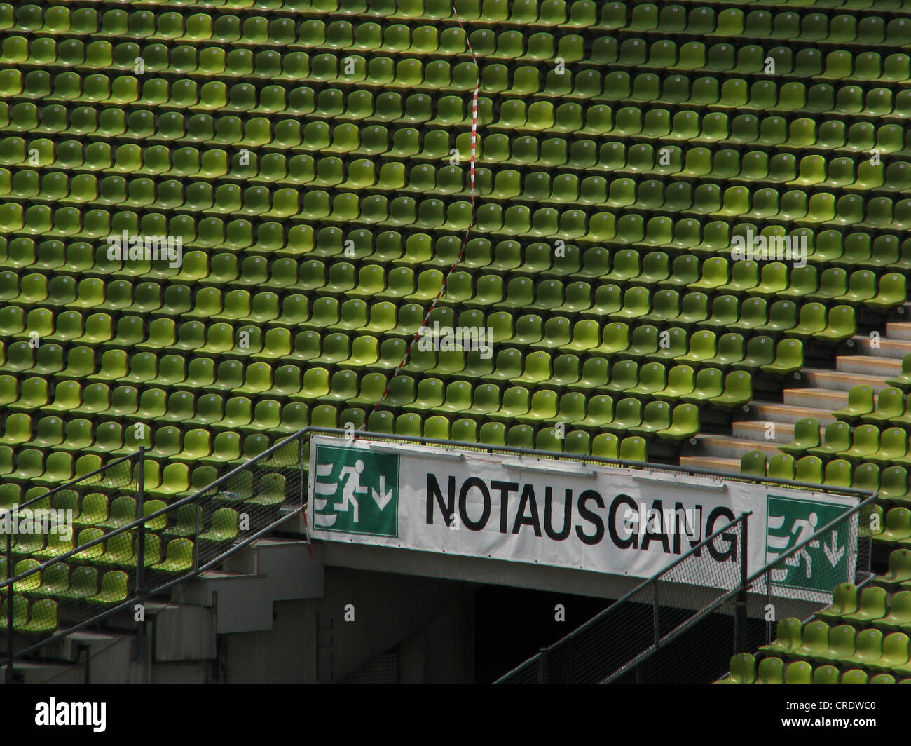 Olympic Stadium Munich, emergency exit between seats, Germany, Bavaria ...