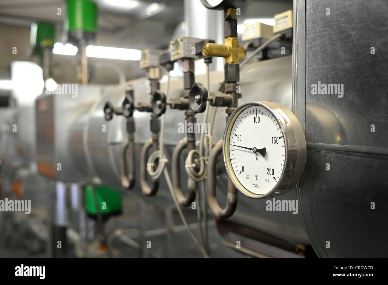 Thermometers and valves in a block heating station Stock Photo - Alamy