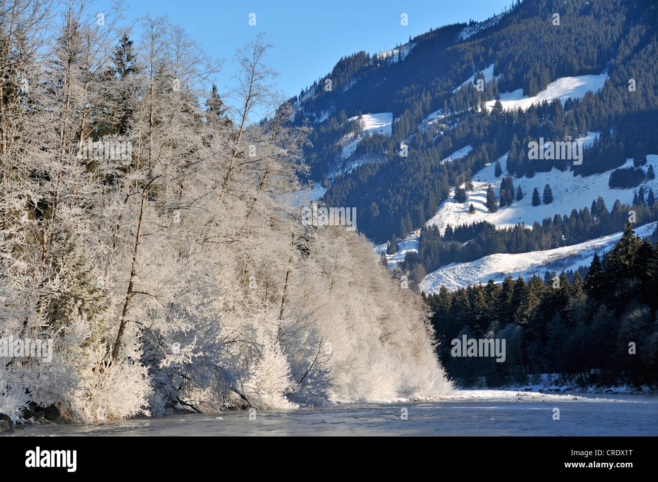 Origin of the Iller river, confluence of Trettach, Stillach and ...