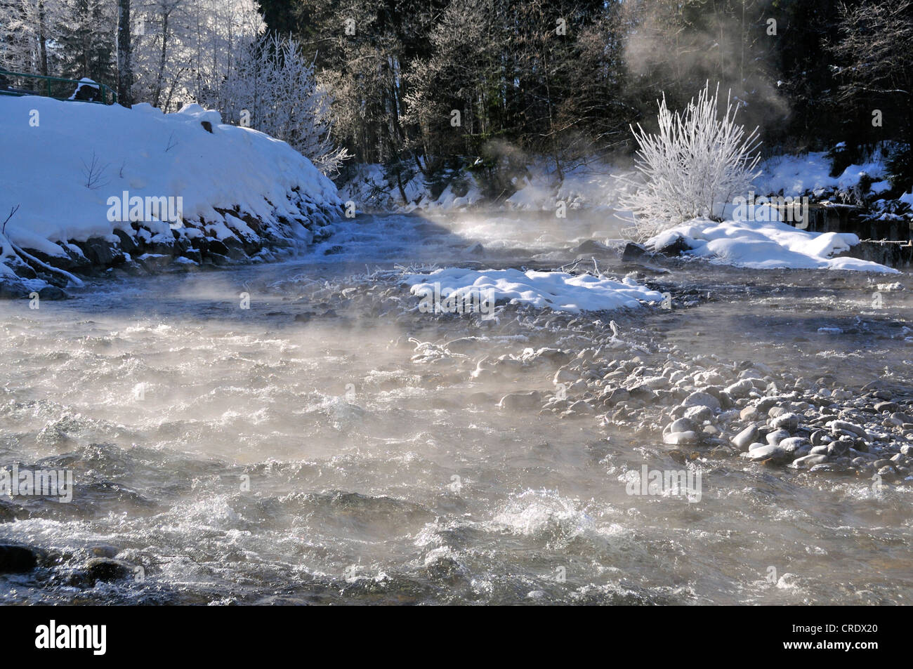 Origin of the Iller river, confluence of Trettach, Stillach and ...