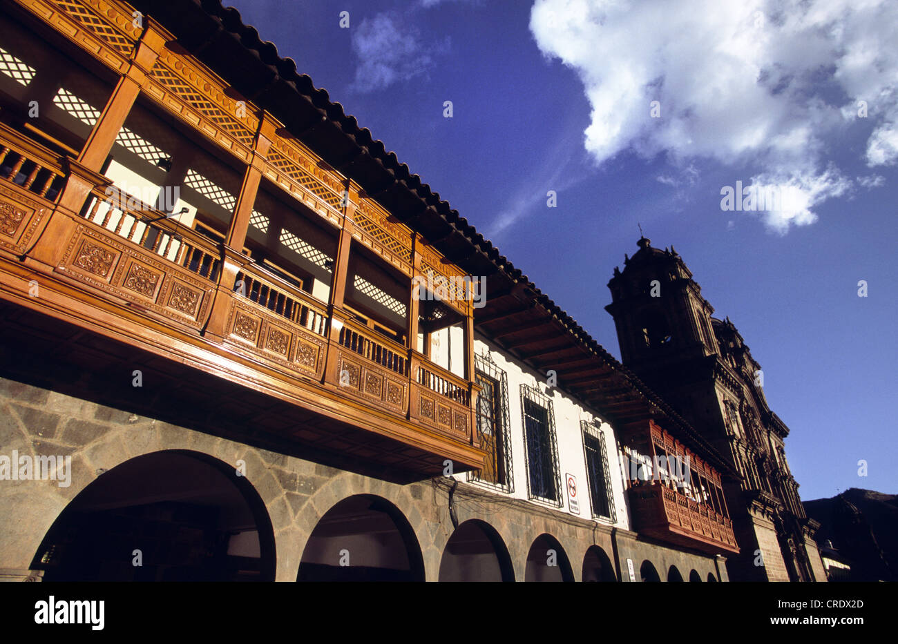 Colonial style buildings at Plaza de Armas. Cuzco, Peru Stock Photo - Alamy