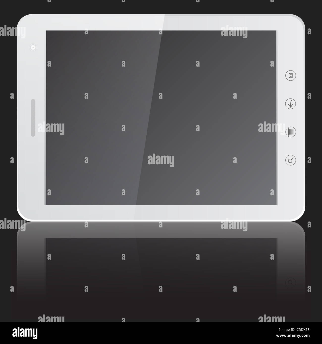 white tablet PC computer with blank screen horizontally isolated on ...