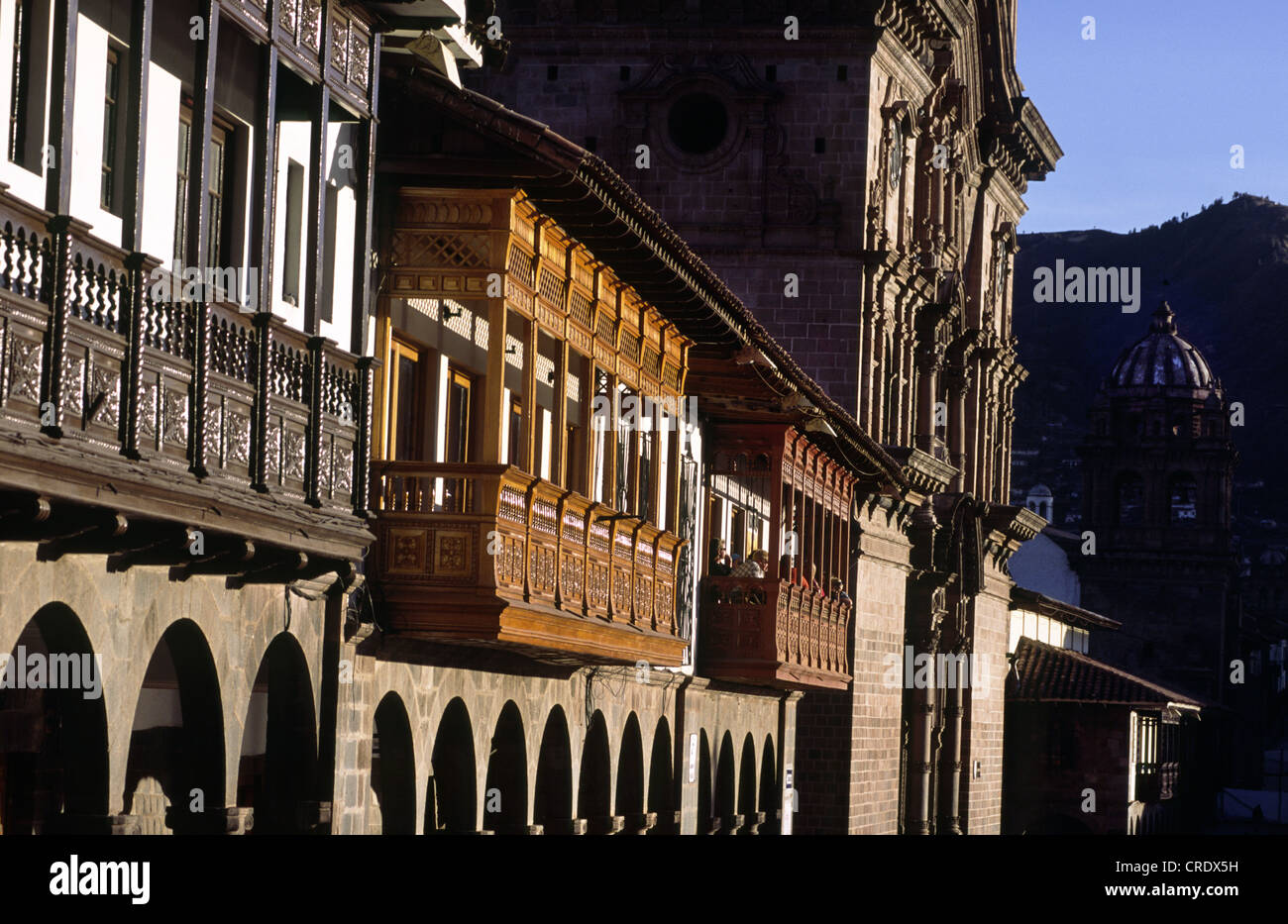 Colonial style buildings at Plaza de Armas. Cuzco, Peru Stock Photo - Alamy