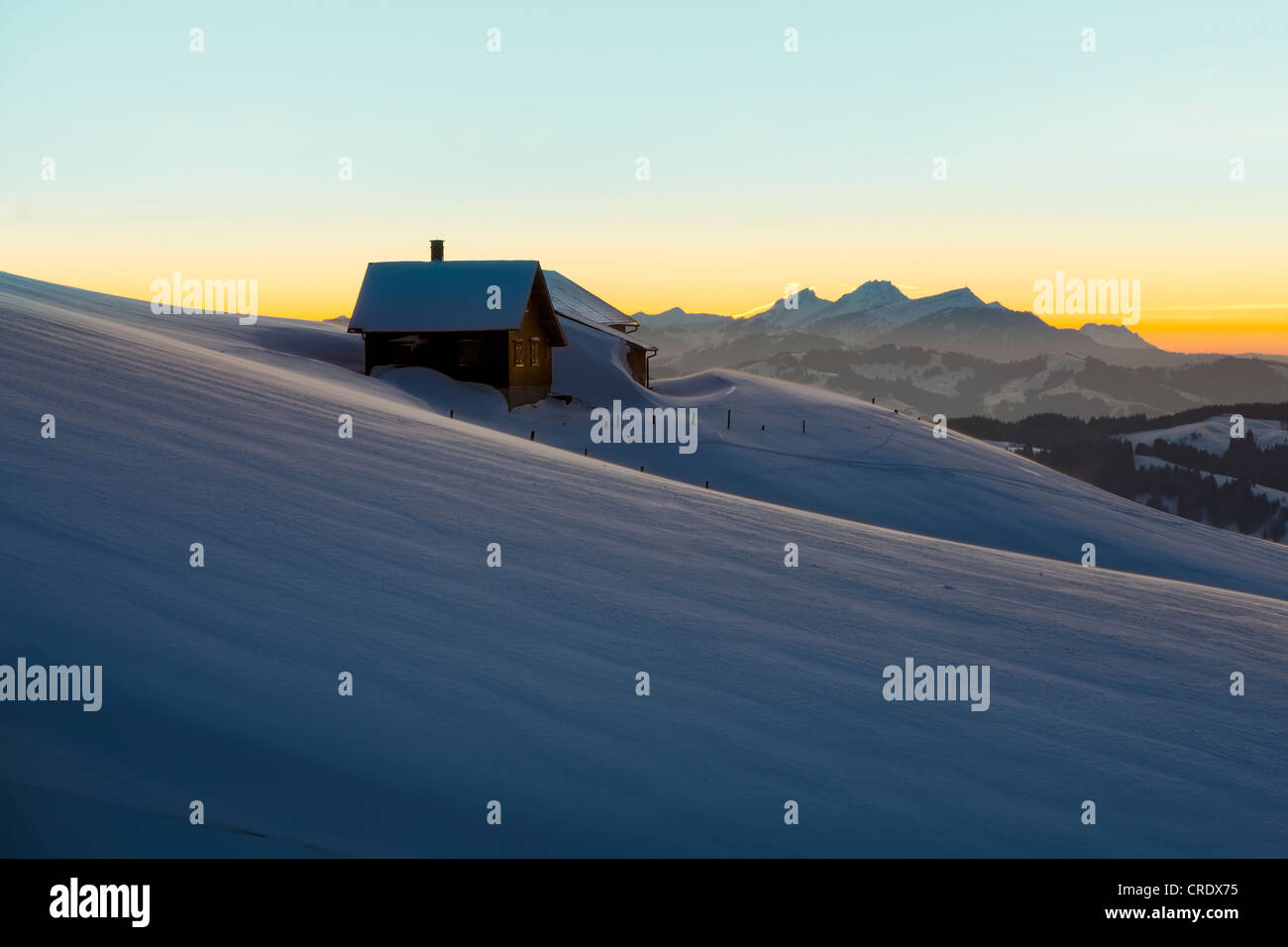 Small pasture near the high alp with views of Mount Rigi and Eastern ...