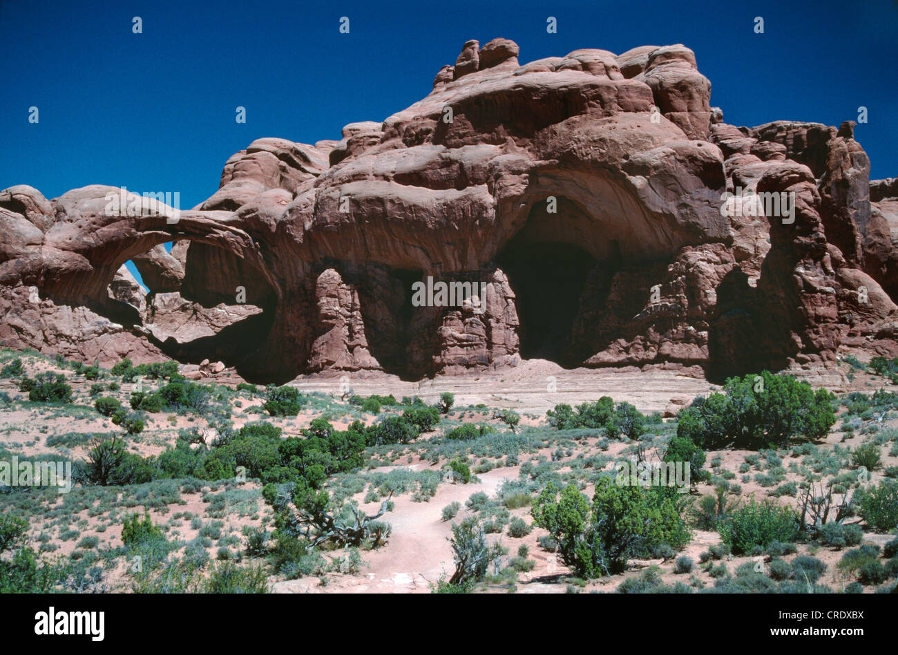 WORN PATH LEADING TO ROCK FORMATION, ARCHES NATIONAL PARK, UTAH Stock ...