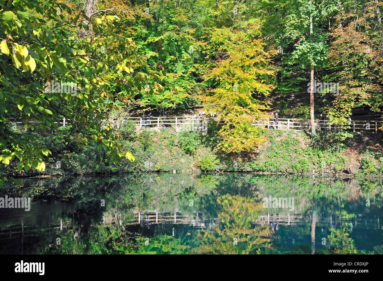 Blautopf spring, Blaubeuren, Swabian Alp, Baden-Wuerttemberg, Germany ...