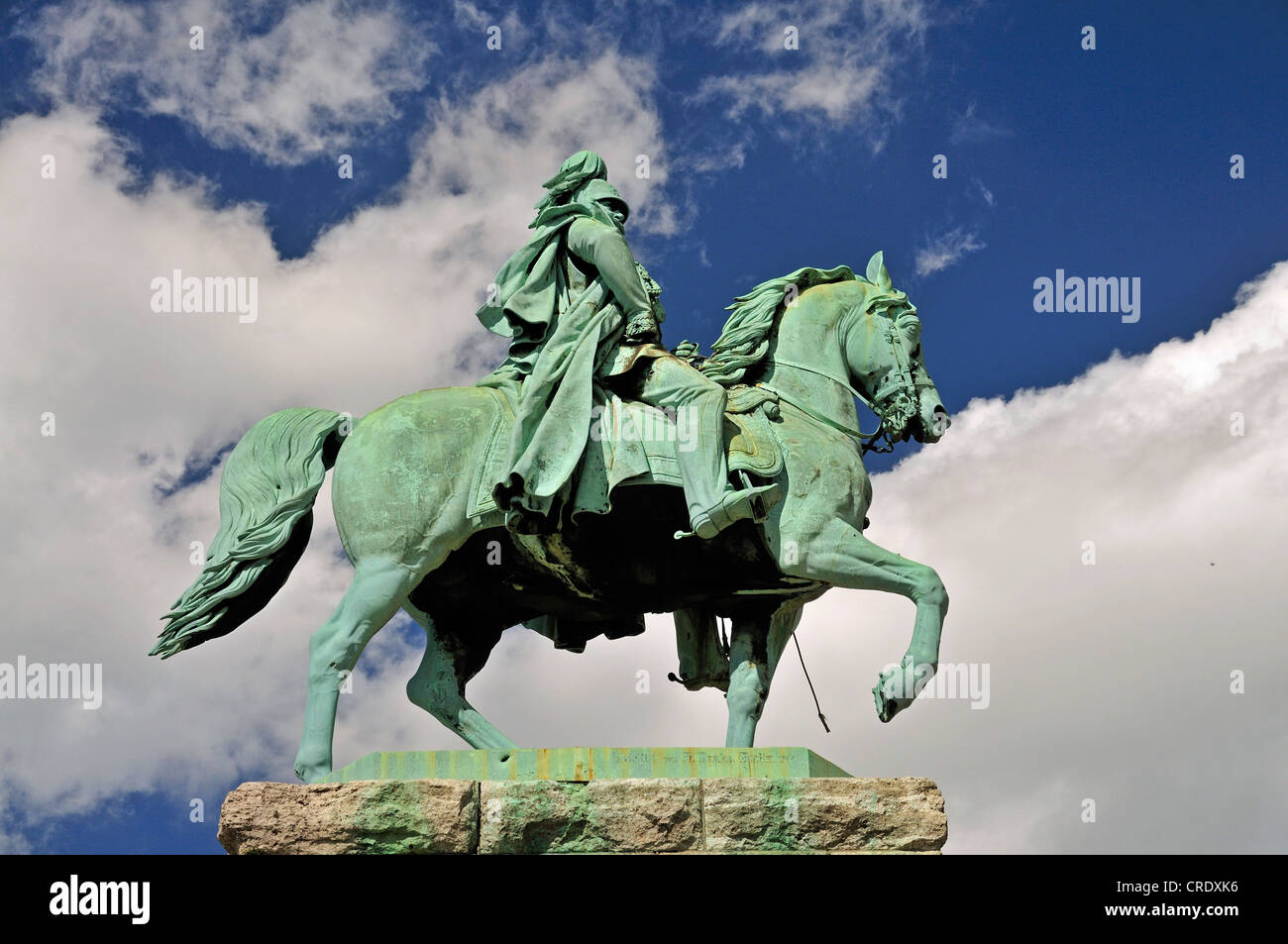 Equestrian statue of emperor William I. on the Hohenzollernbruecke ...
