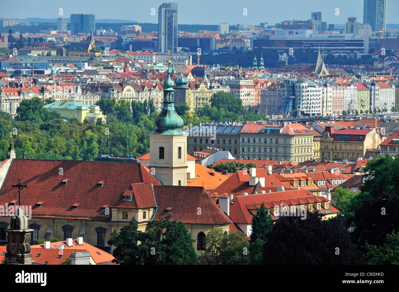 Old town of Prague, UNESCO World Heritage Site, new town at back ...