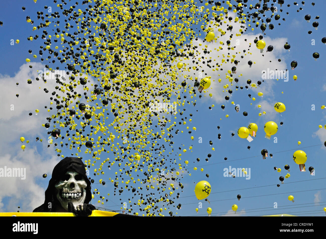 Anti nuclear power demonstration with balloons at the Gundremmingen ...
