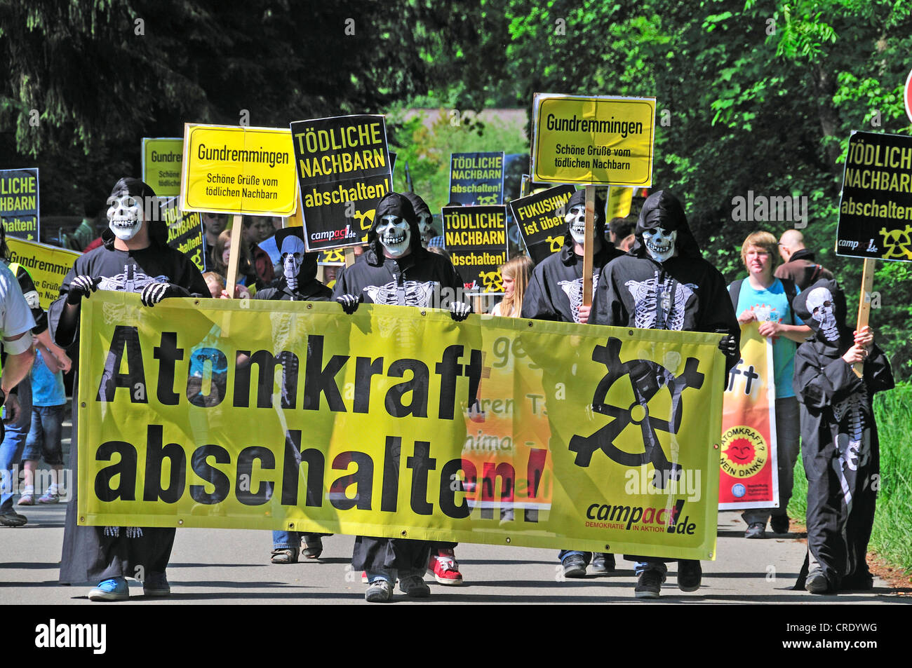 Anti nuclear power demonstration at the Gundremmingen nuclear power ...