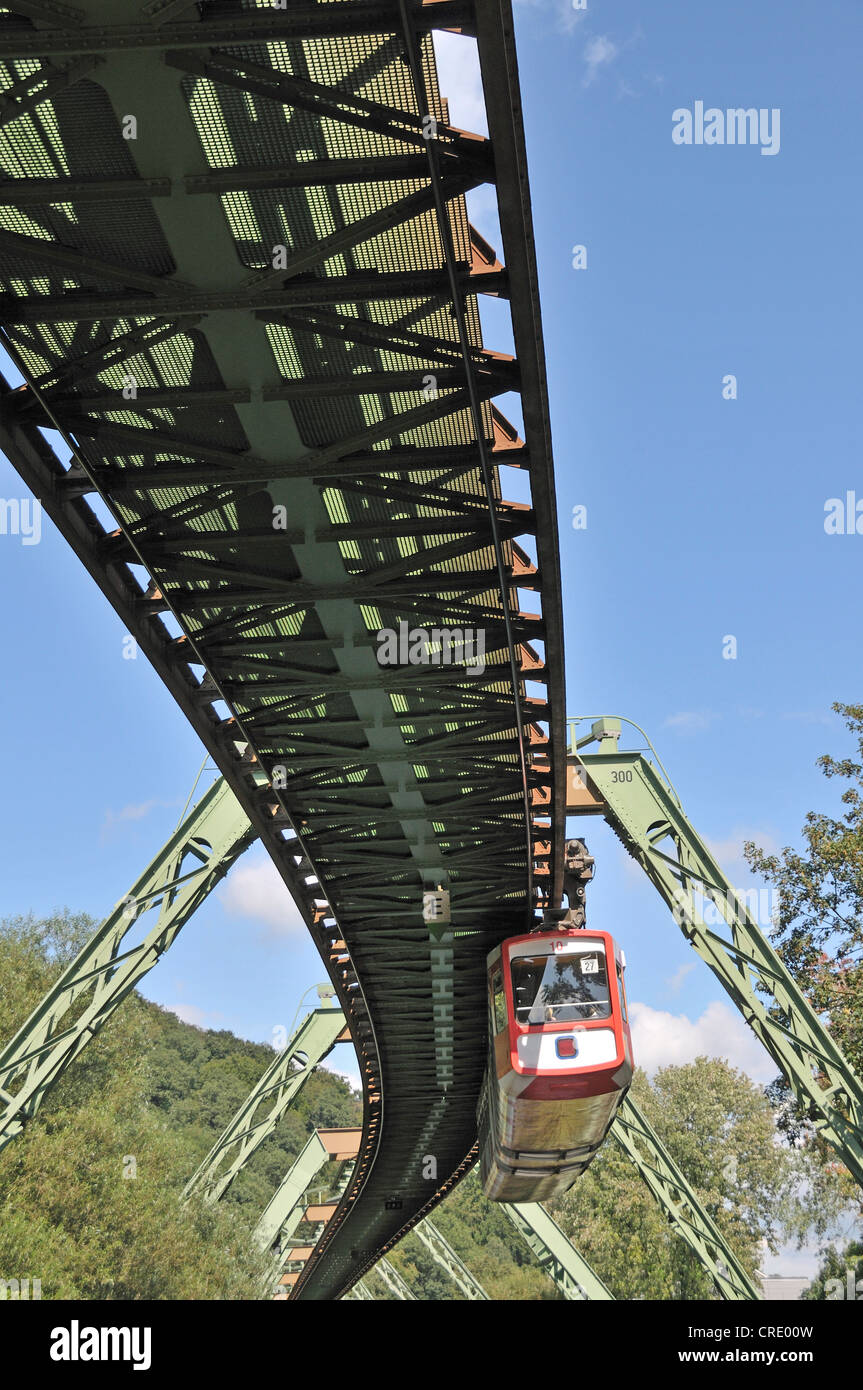Elevated suspended monorail, Wuppertal, Bergisches Land region, North ...