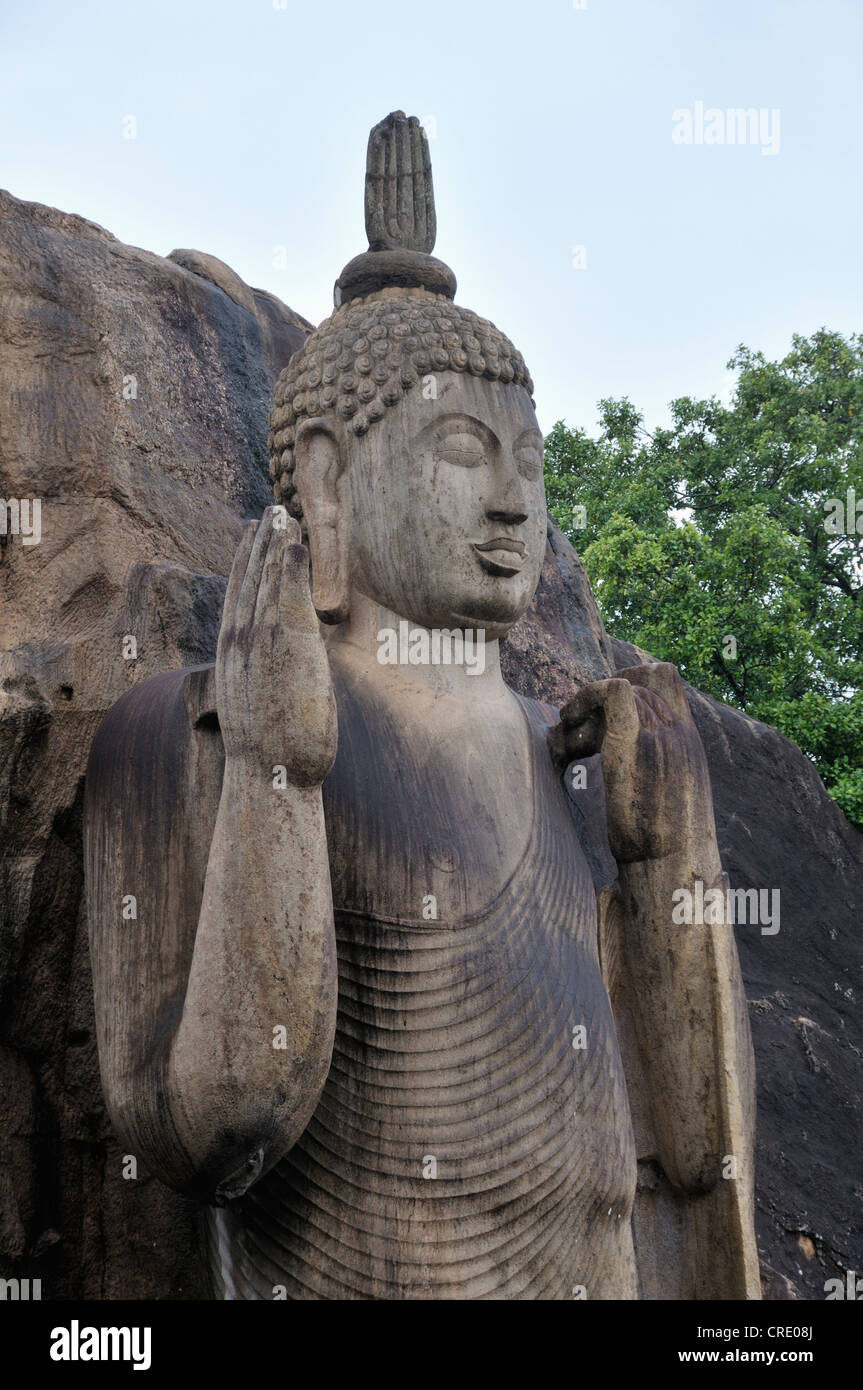 Standing Buddha in Aukana, gesture of fearlessness and encouragement ...
