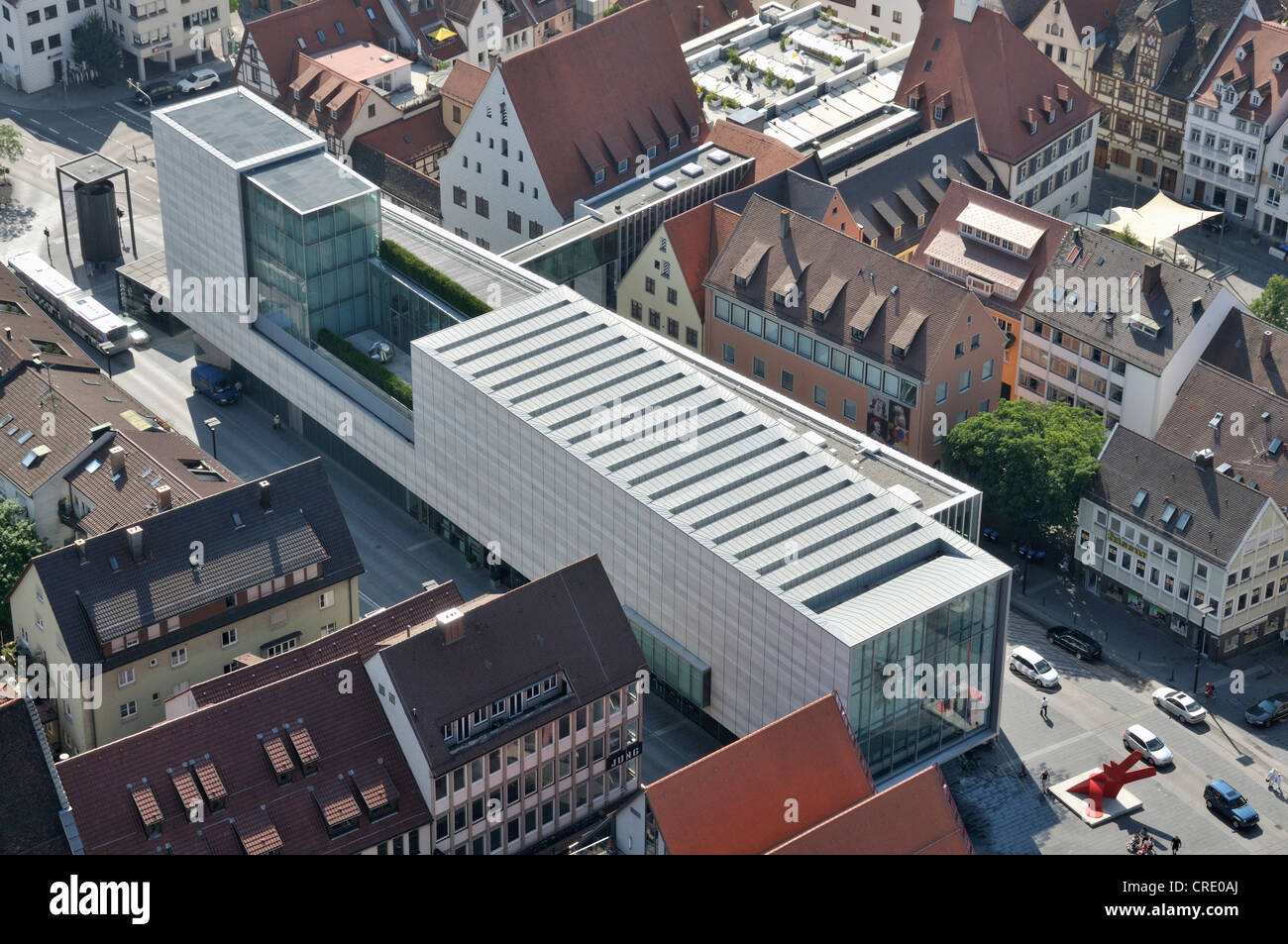 Aerial view from Ulmer Muenster, Ulm Minster, church, Kunsthalle ...