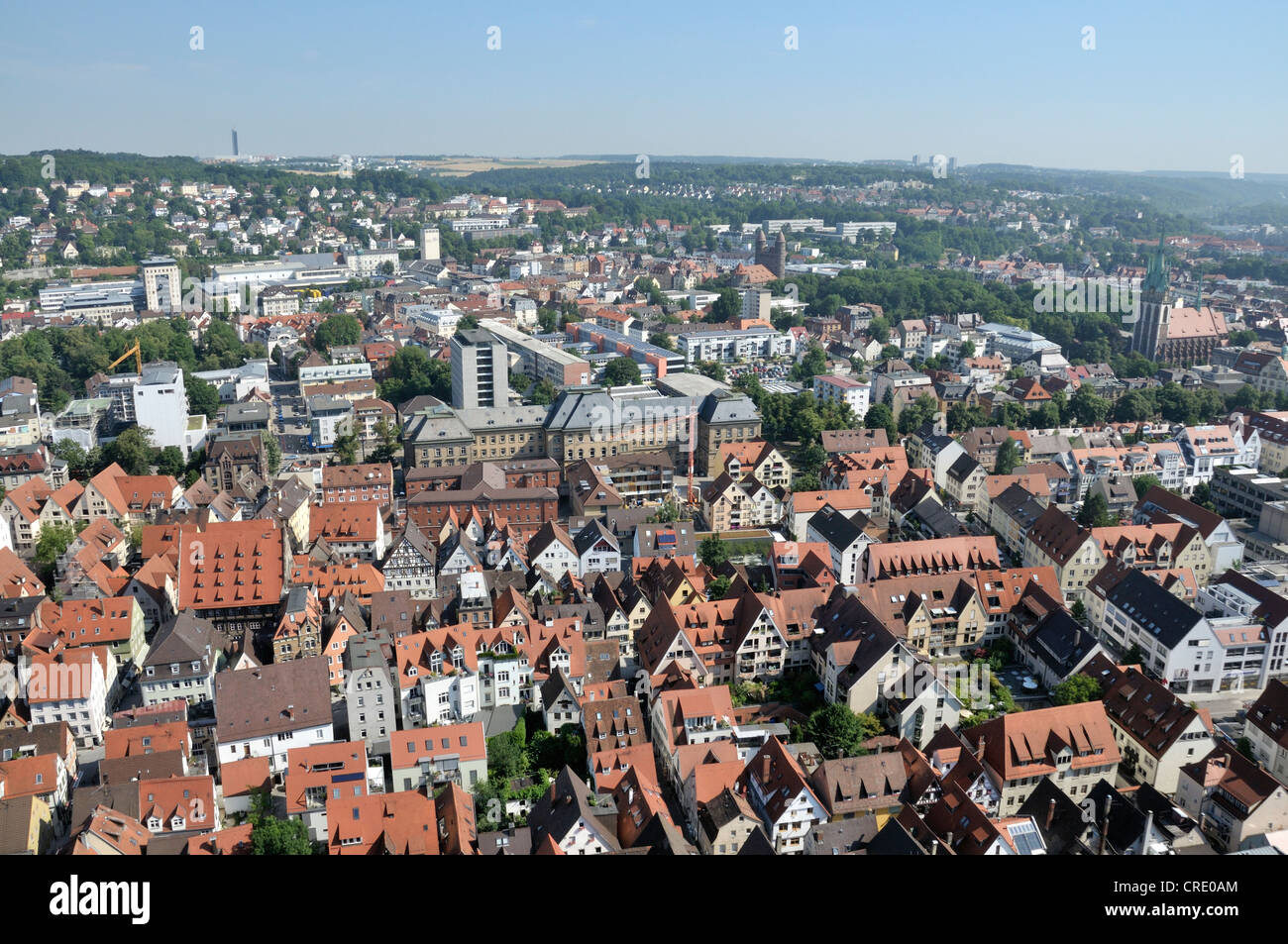Aerial view from the top of Ulmer Muenster, Ulm Minster, church, Ulm ...