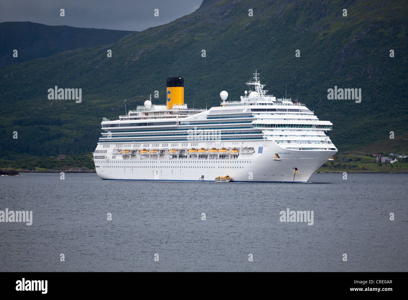 Costa Magica cruise ship at anchor off the Lofoten Islands, Norway ...