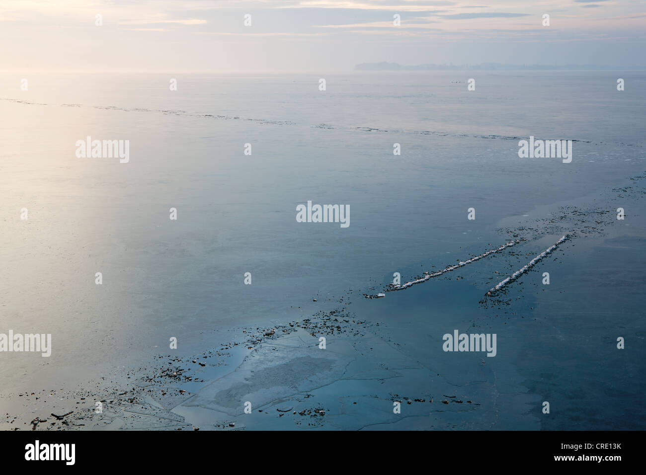 Frozen Lake Constance between the islands of Reichenau and Hegne, Lake ...
