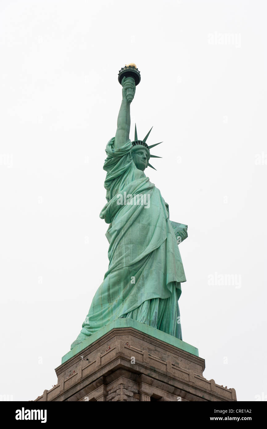Statue of Liberty, gray skies, Liberty Island, New York, USA, North ...