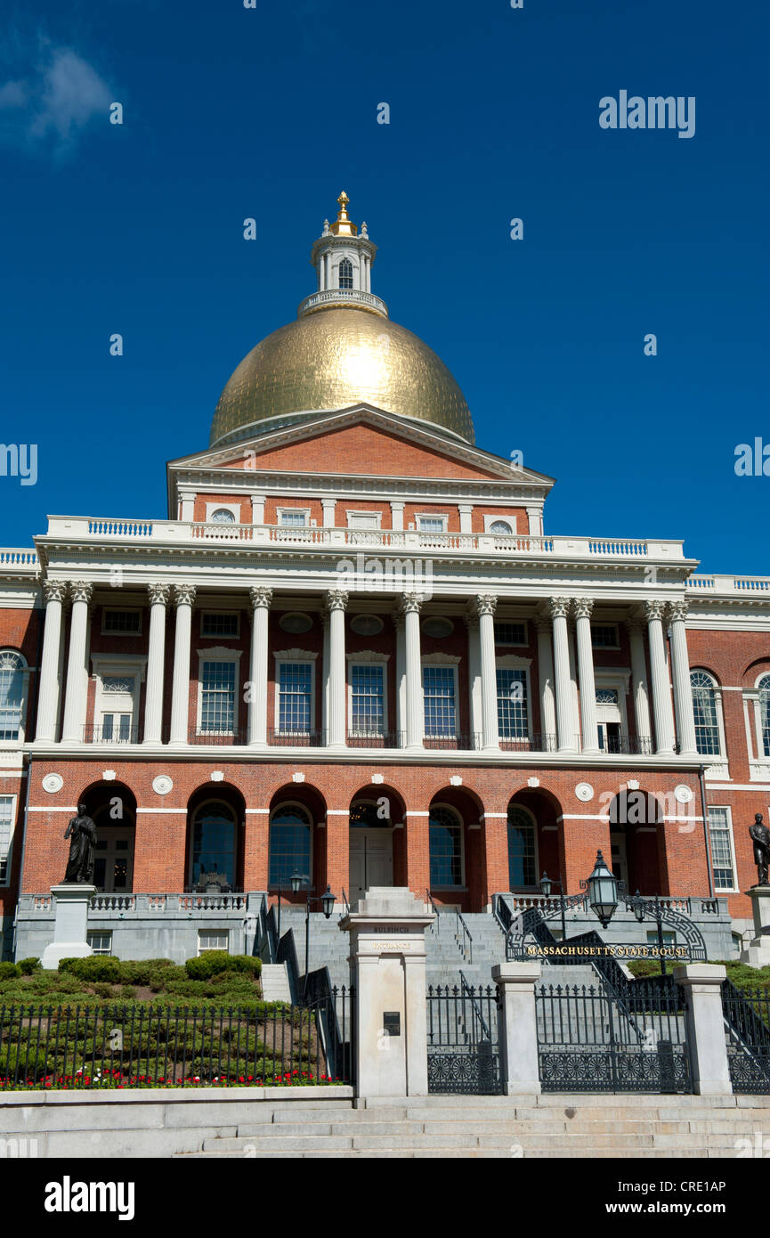Architecture, State House with a golden dome, the Freedom Trail, Boston ...