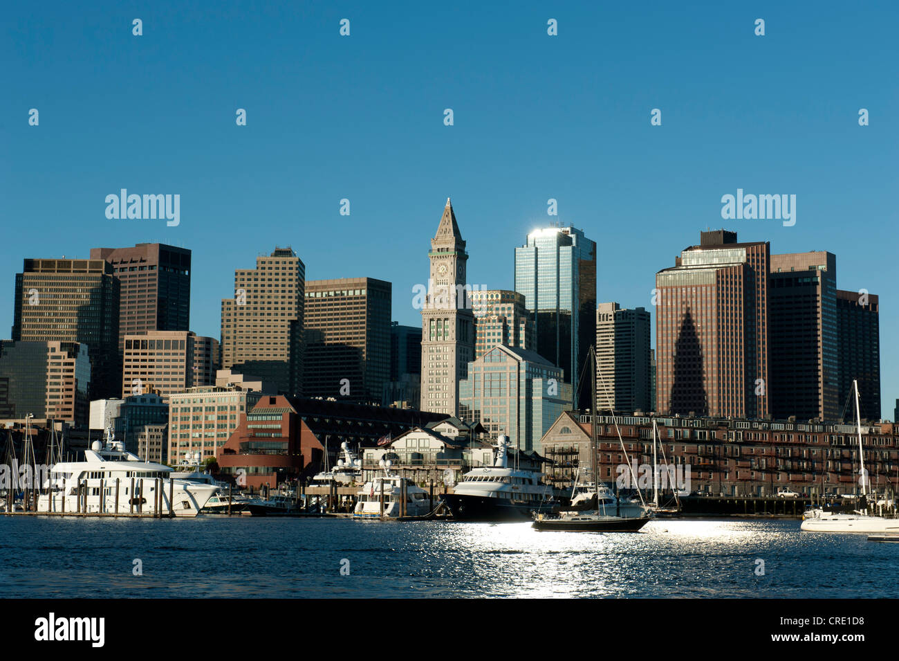 Skyline with Custom House Tower, Financial District, view from Boston ...