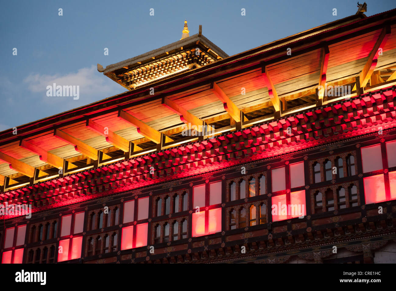 Building illuminated with coloured lights, seat of the government ...