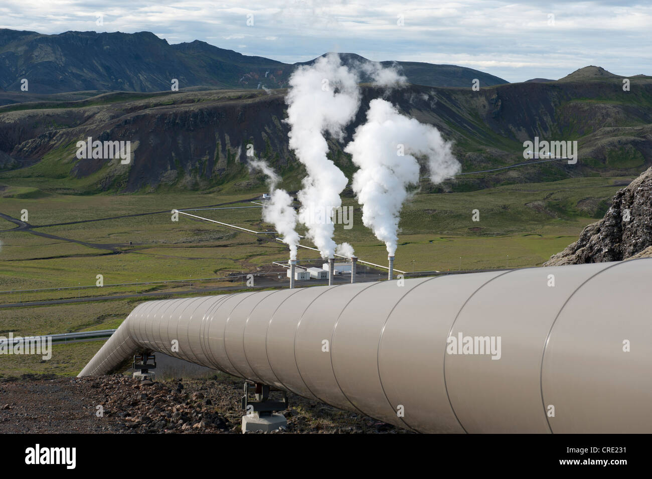 Geothermal power plant, Nesjavellir power plant, Hengill region ...