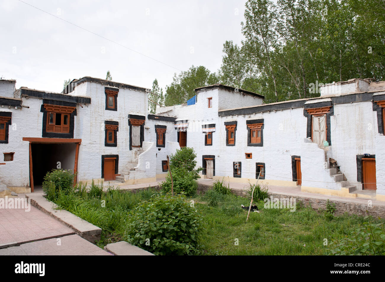 Tibetan Buddhism, monastery courtyard, Sankar Gompa Monastery, Leh ...