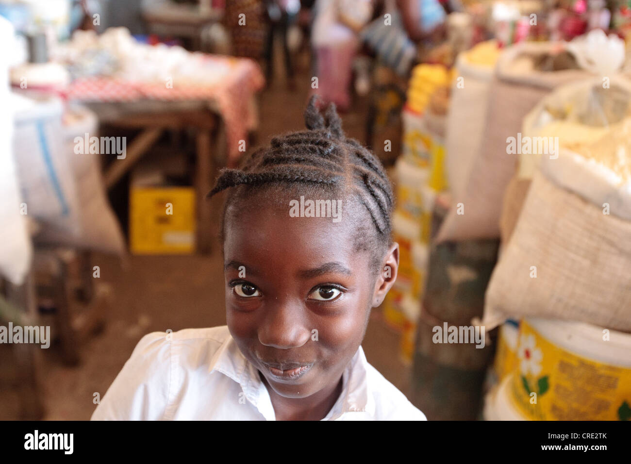 Portrait of a girl at Nancy B. Doe market in Monrovia, Montserrado ...