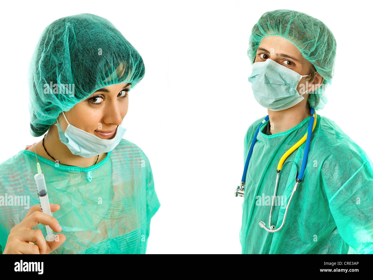 two young doctors, isolated on white background Stock Photo - Alamy