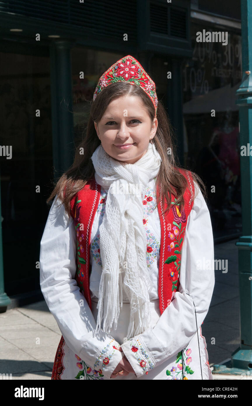 Girl in the street in Hungarian Traditional Dress in Budapest Hungary ...