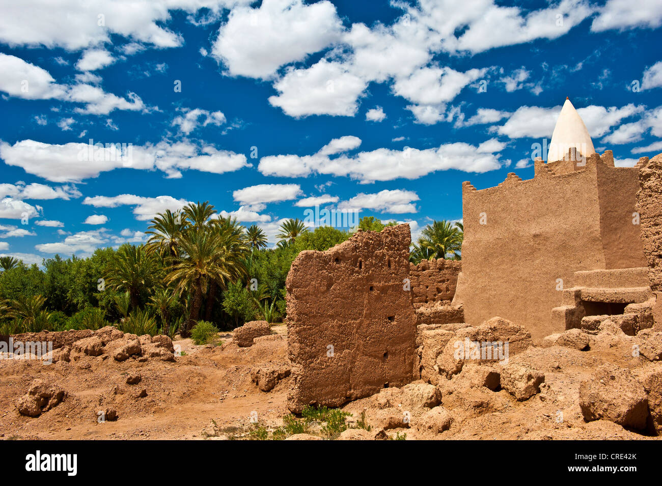 Marabout, holy grave in a palm grove, Skoura, Dades Valley, Morocco ...
