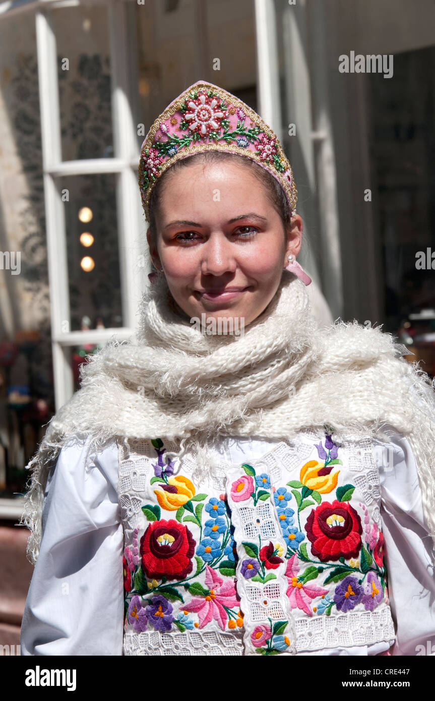 Girl in the street in Hungarian Traditional Dress in Budapest Hungary ...