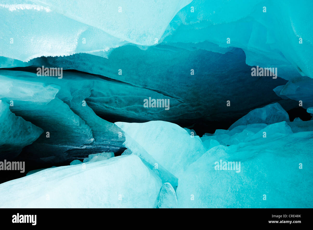 Natural ice cave in the Zinal Glacier, Zinal, Valais, Switzerland ...