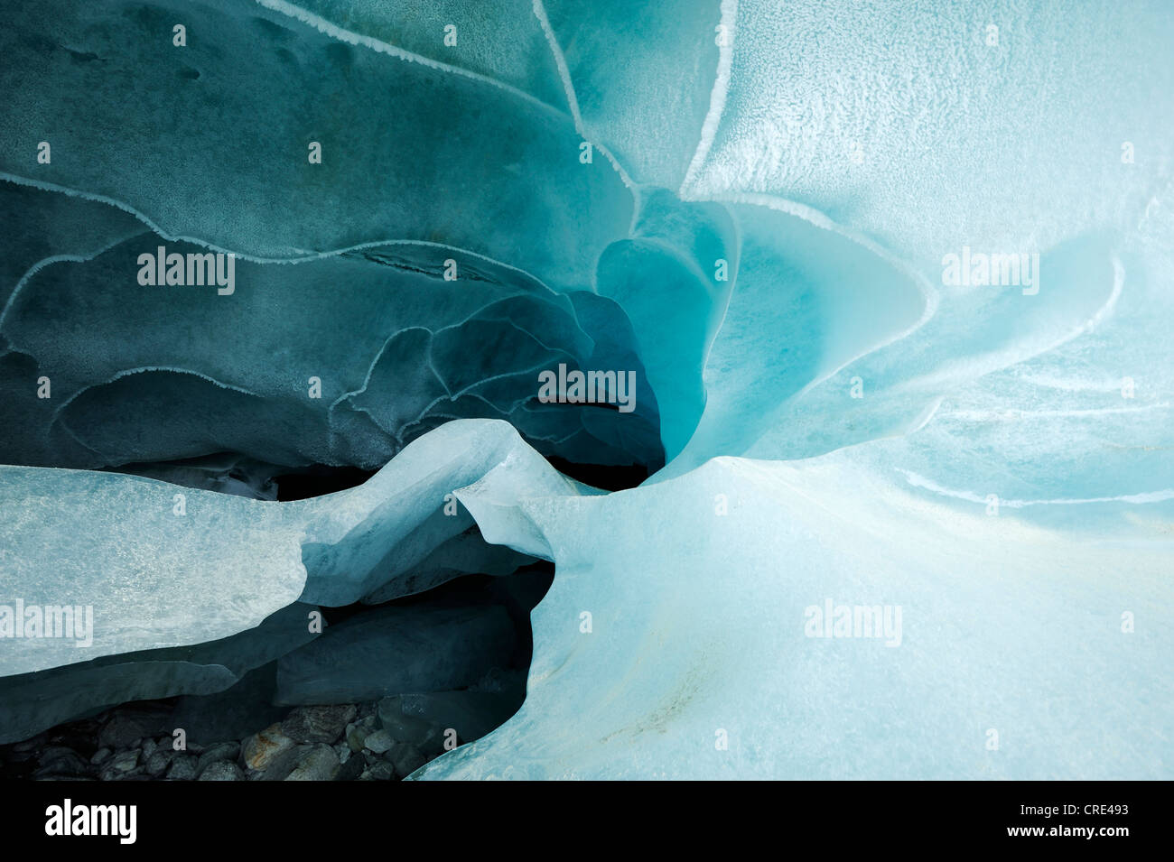 Natural ice cave in the Zinal Glacier, Zinal, Valais, Switzerland ...
