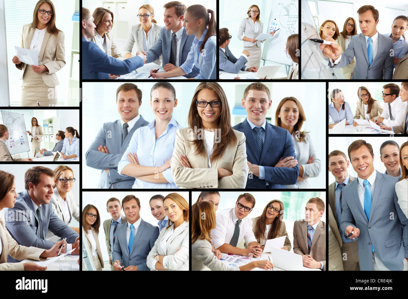 Collage of confident business team working together Stock Photo - Alamy