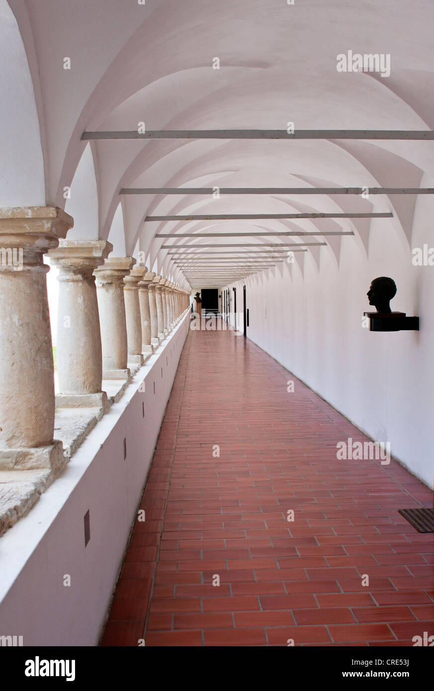 Corridor with arcades in the old castle Stock Photo - Alamy