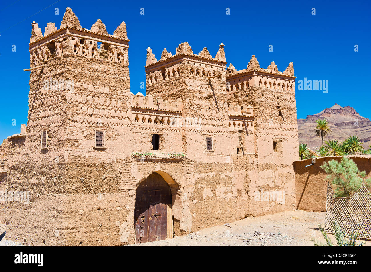 Traditional kasbah, mud fortress, mud brick building of the Berber ...