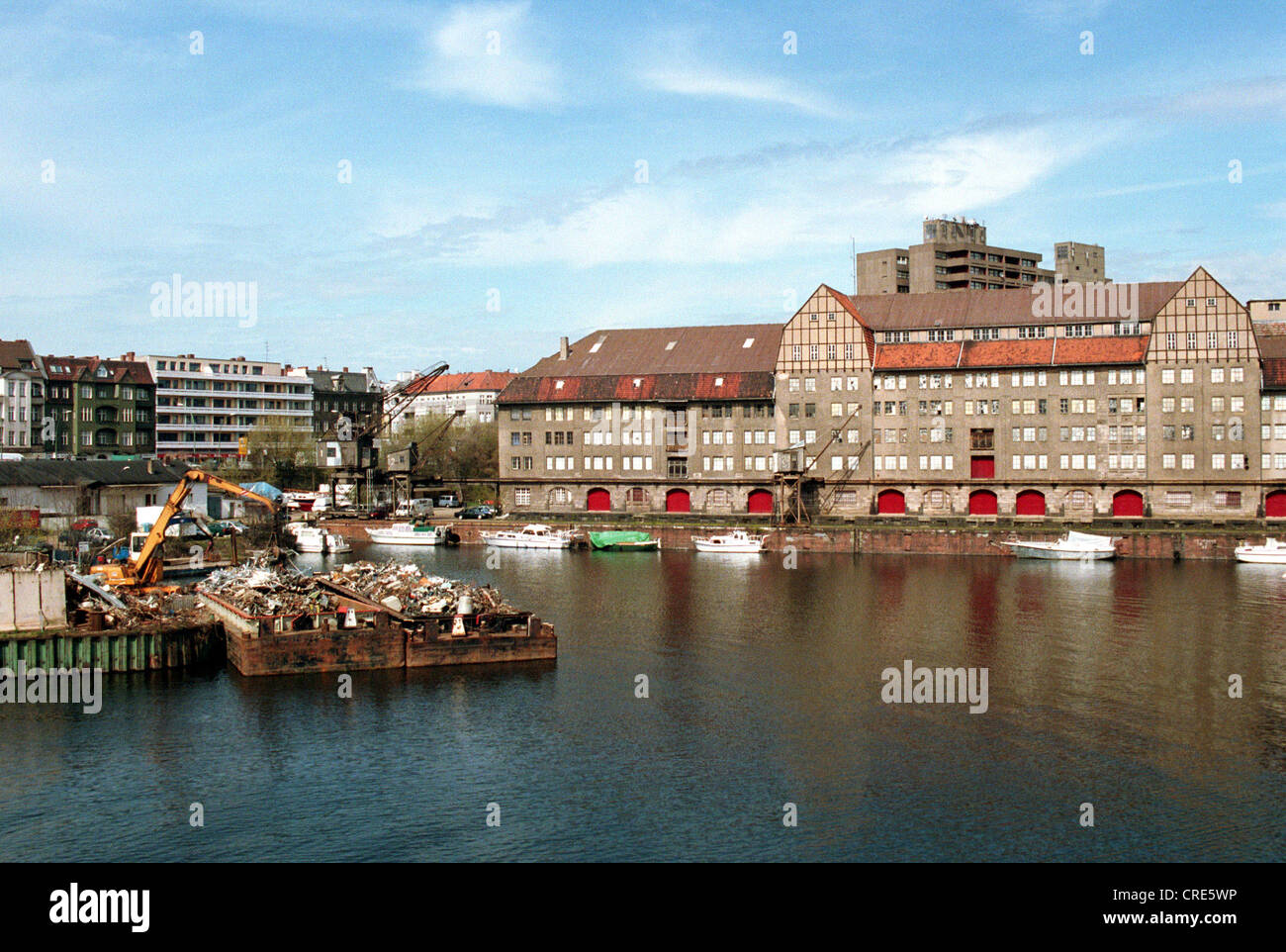 Overlooking the harbor at the Teltow Canal in Berlin Tempelhof, Germany ...