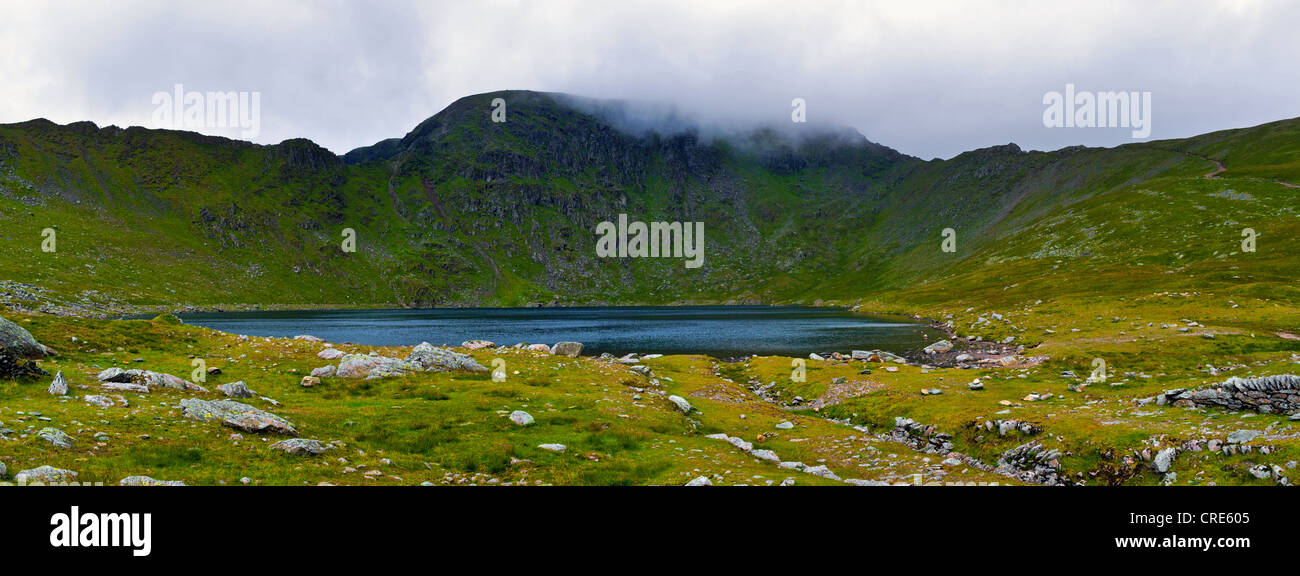 Panoramic photo of Helvellyn with Striding and Swirral edge in the lake ...