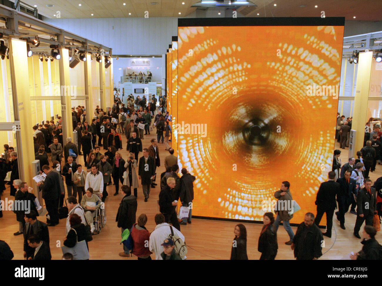 Installation of the telecommunications provider VIAG at CeBIT 2001, Hannover, Germany Stock ...