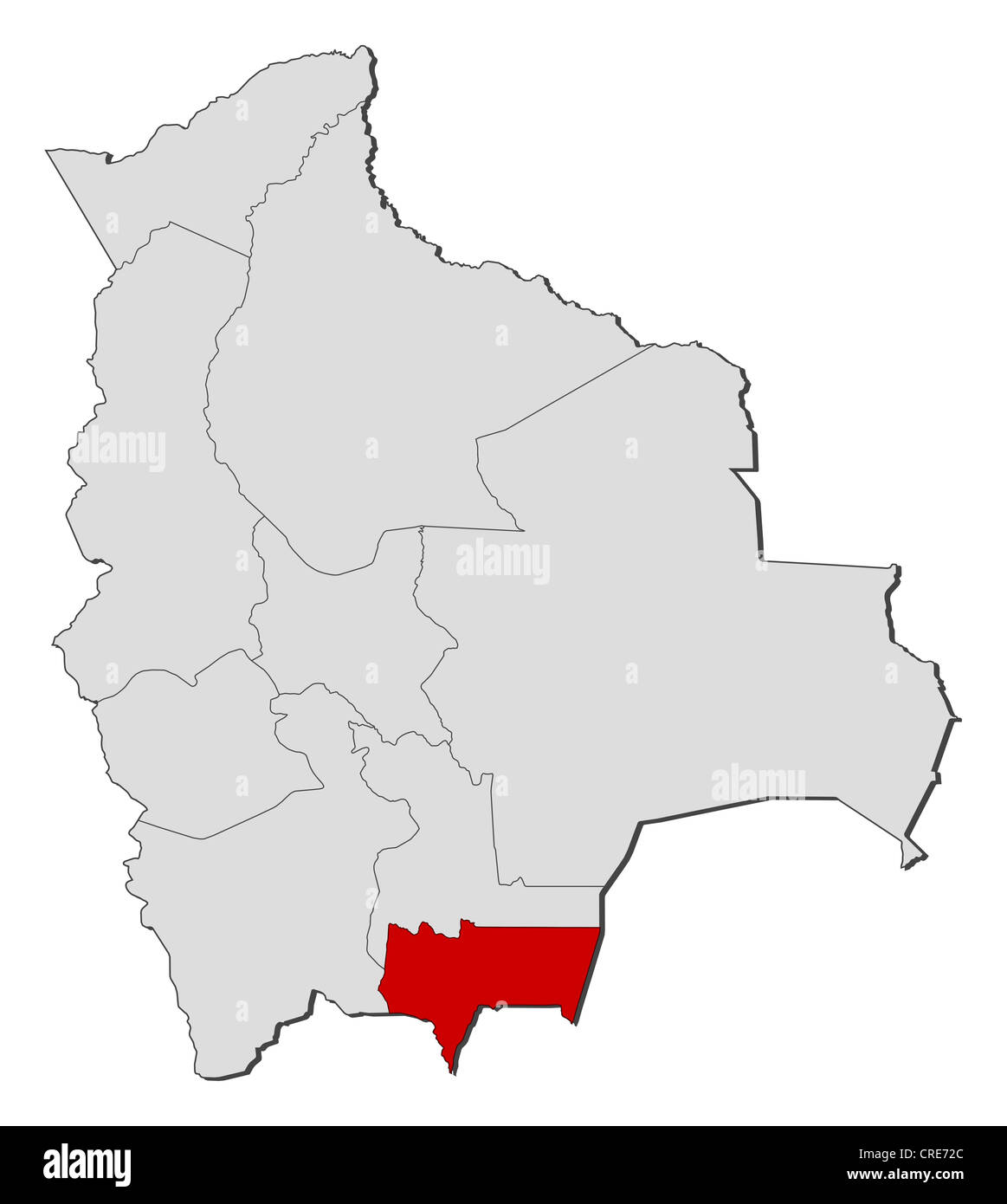 Political map of Bolivia with the several departments where Tarija is ...