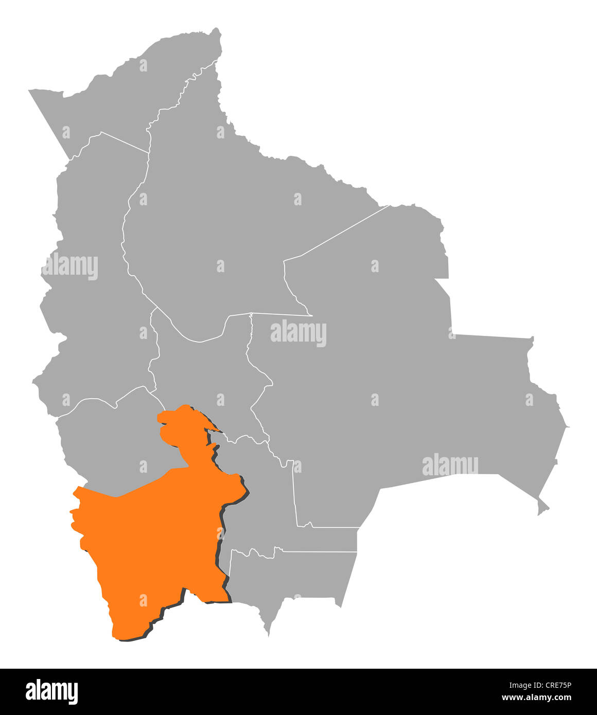 Political map of Bolivia with the several departments where Potosí is highlighted Stock Photo ...